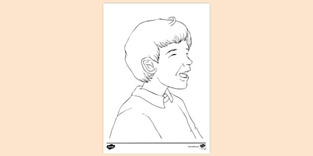 Child Talking Being Fed Laughing Colouring Sheet - Twinkl
