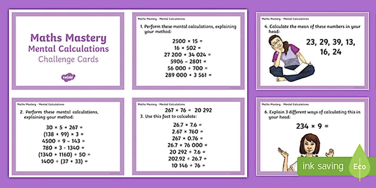 Year 5 Maths Mastery Mental Calculations Challenge Cards