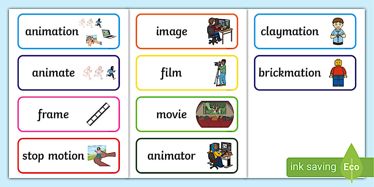 Animation Word Cards (teacher made) - Twinkl