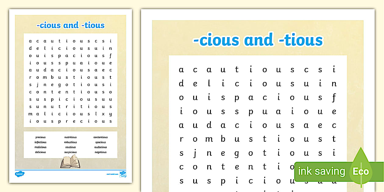 -cious and -tious Word Search (teacher made) - Twinkl