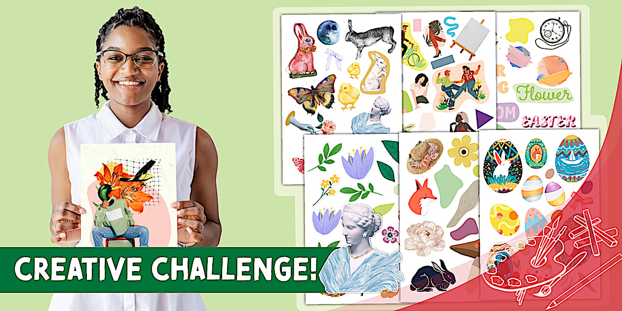 Spring Themed Collage Pack and Creative Challenge Activity