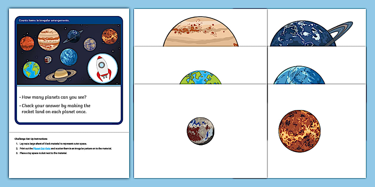 EYFS Maths Counting Challenge: Counting Planets - Twinkl