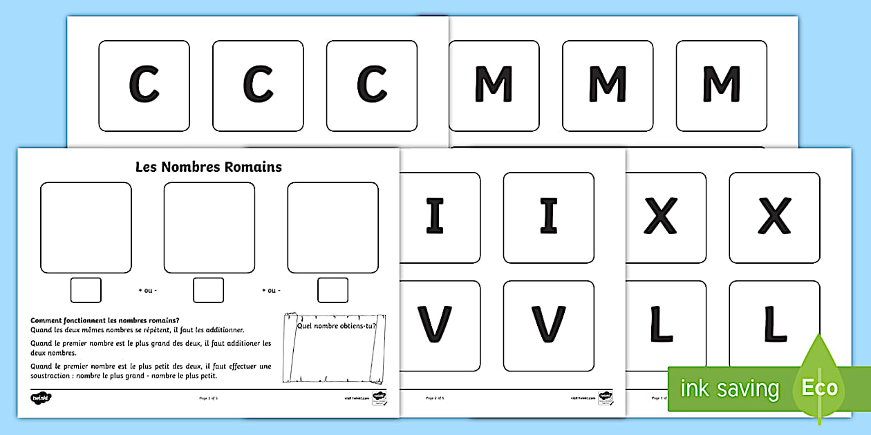 Feuille d'activités : Comment fonctionnnent les nombres romains
