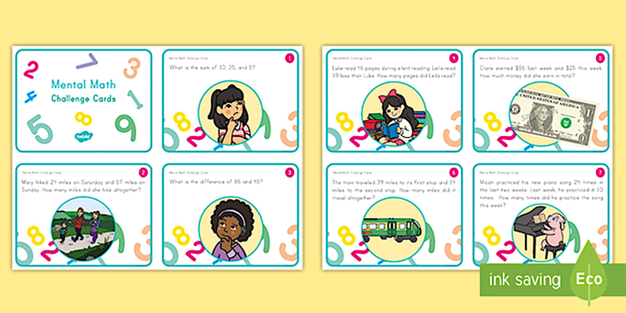 Mental Math Challenge Cards (teacher made) - Twinkl