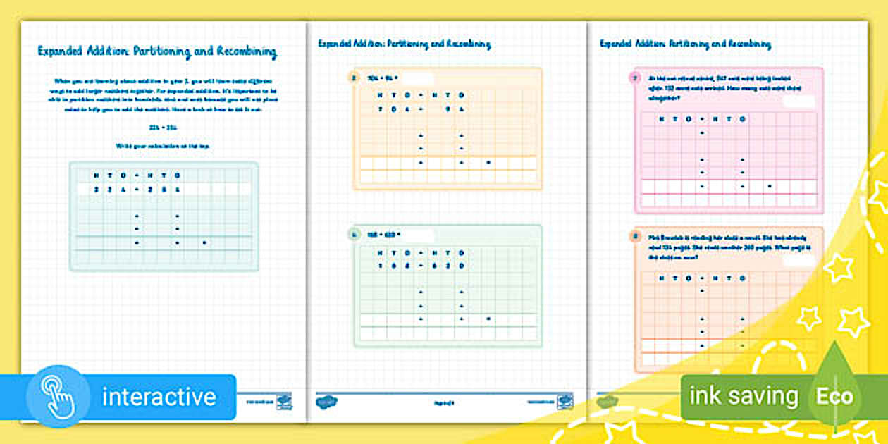 Expanded Addition: Partitioning and Recombining (Ages 7 - 8)