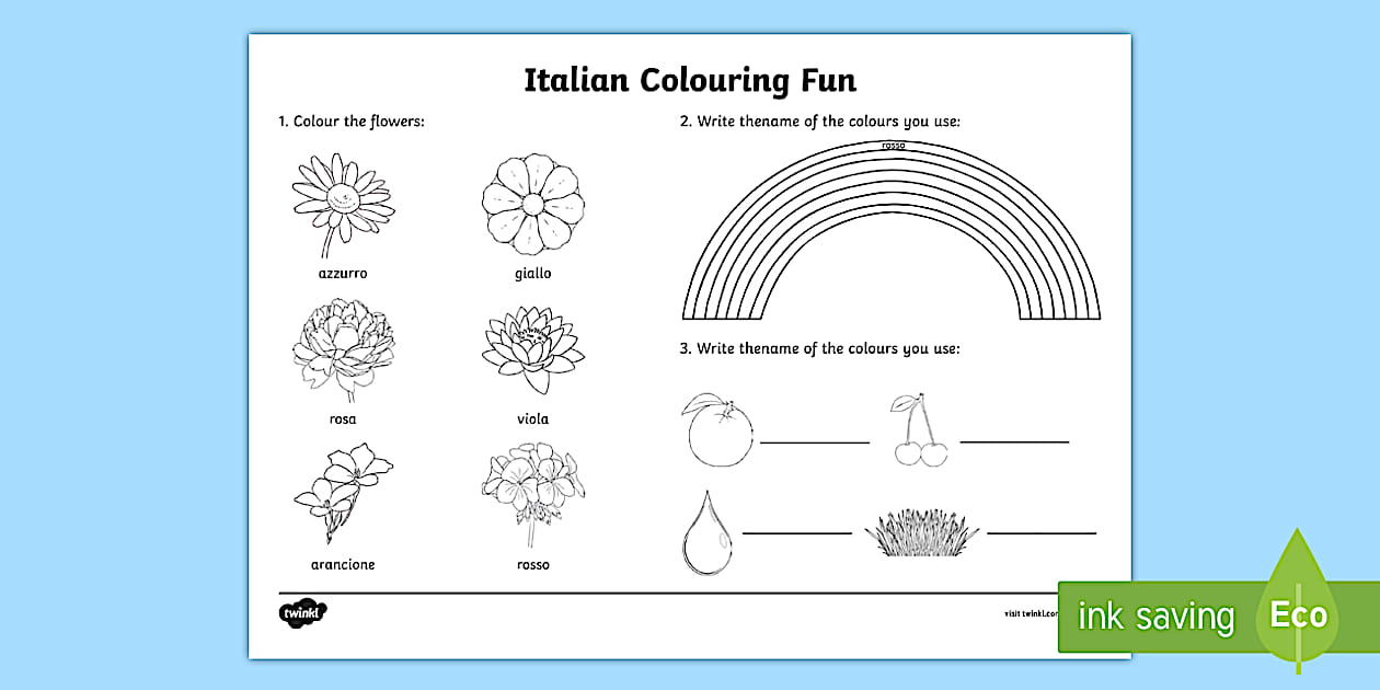 Italian Colouring Worksheet - Italy Colouring Activity Worksheet