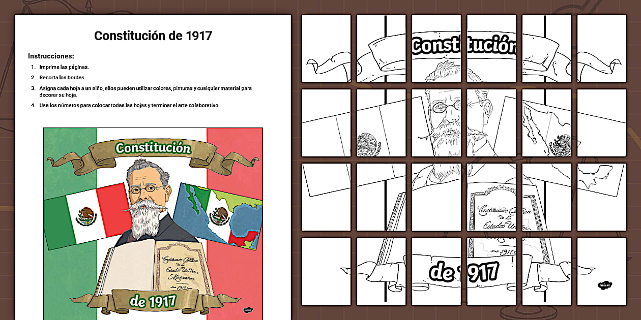 Constitución de 1917 - mural para colorear (teacher made)