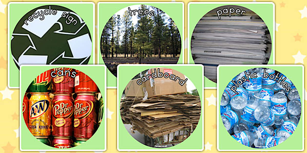 Recycling Display Photo Cut Outs (teacher made) - Twinkl