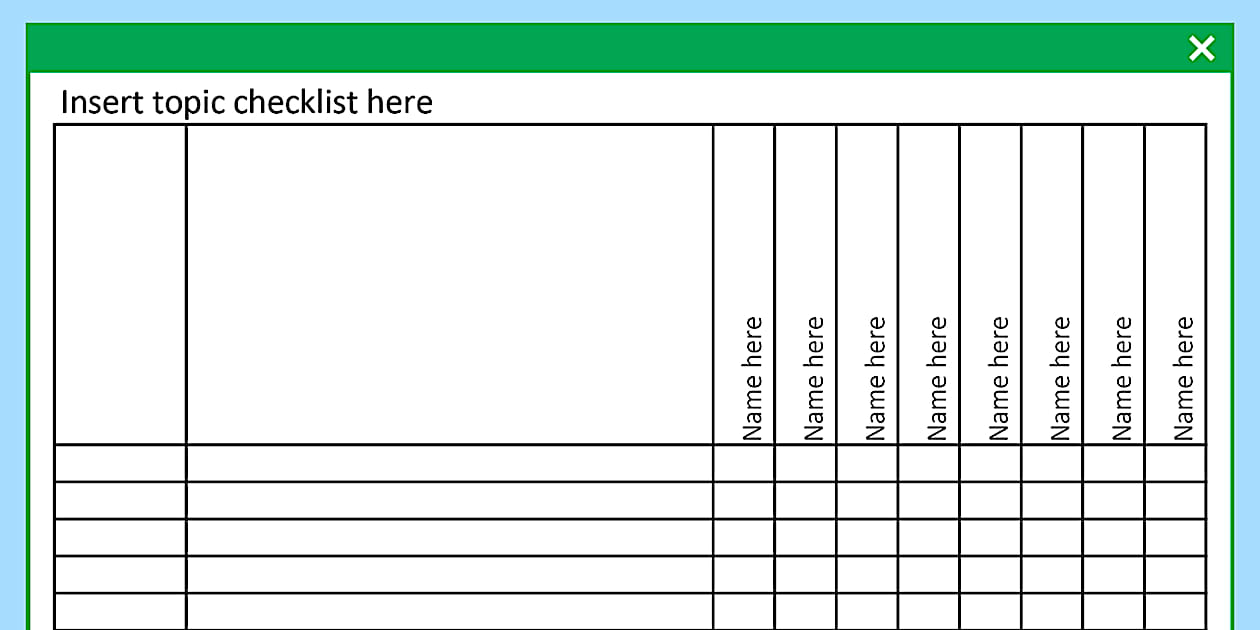 Editable Excel Checklist (professor feito) - Twinkl