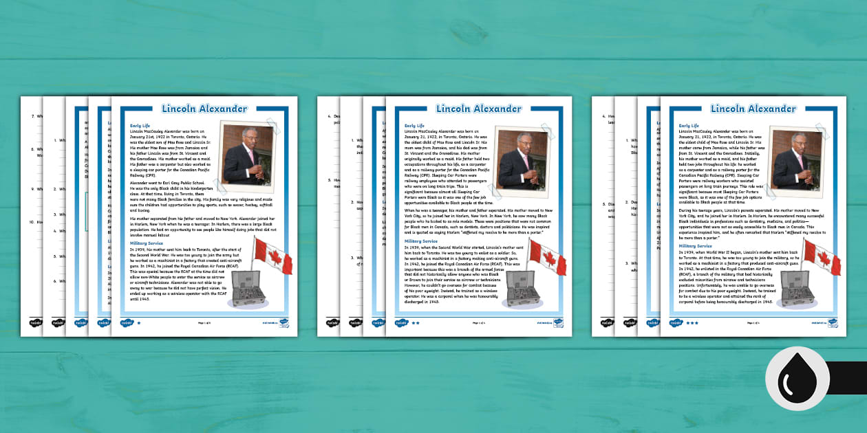 Lincoln Alexander Differentiated Reading Comprehension - Gr 7-8