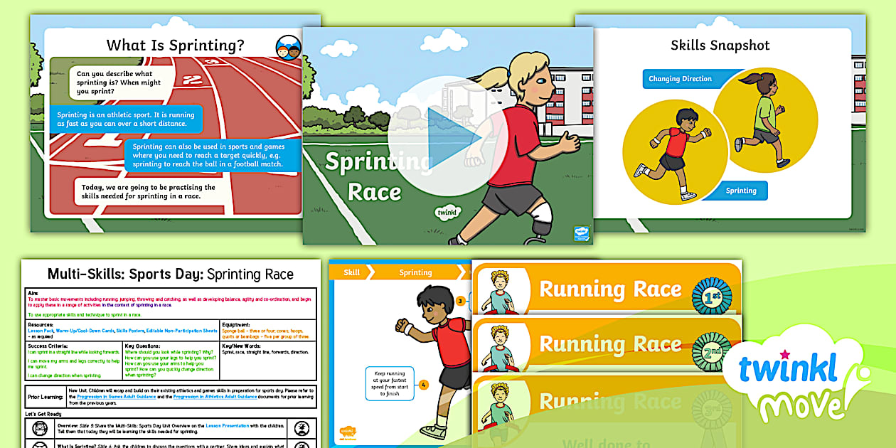 👉 Twinkl Move PE - Y1 Multi-Skills: Sports Day Lesson 1 - Sprinting Race