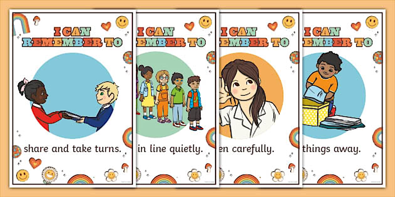 Retro-Themed Good Manners Display Posters - Twinkl