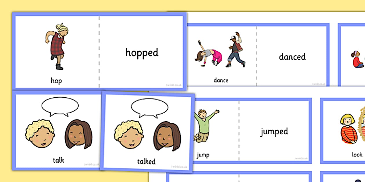 Present and Past Tense Verb Cards (teacher made) - Twinkl