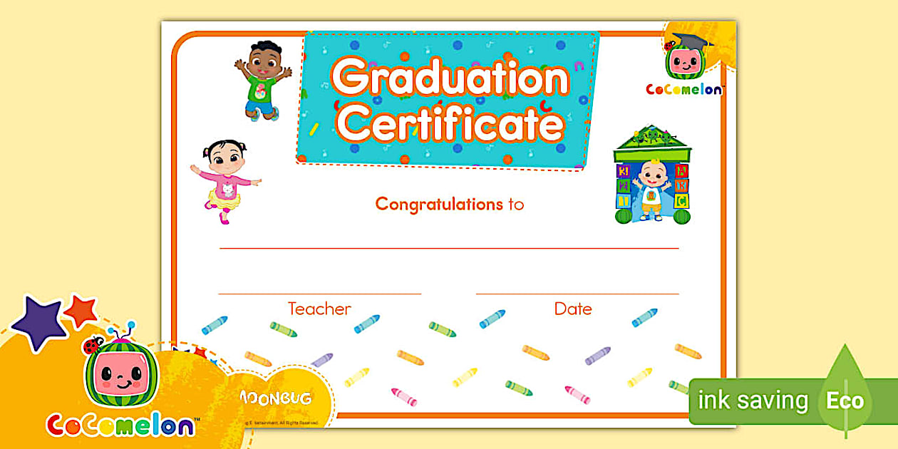 FREE! - CoComelon: Graduation Certificate (teacher made)