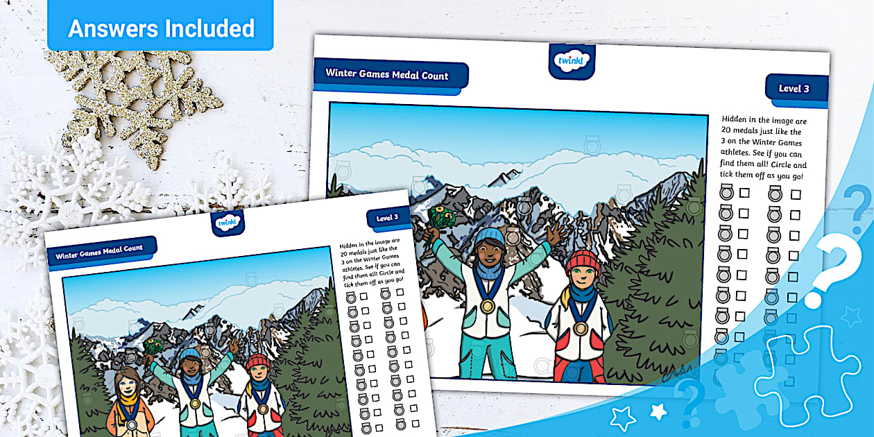 Winter Games Medal Count Puzzle - Level 3 (teacher made)