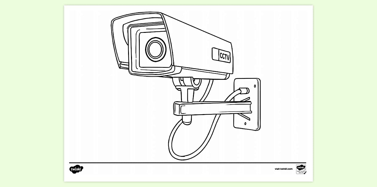 CCTV Camera Colouring Sheet | Colouring Sheets - Twinkl