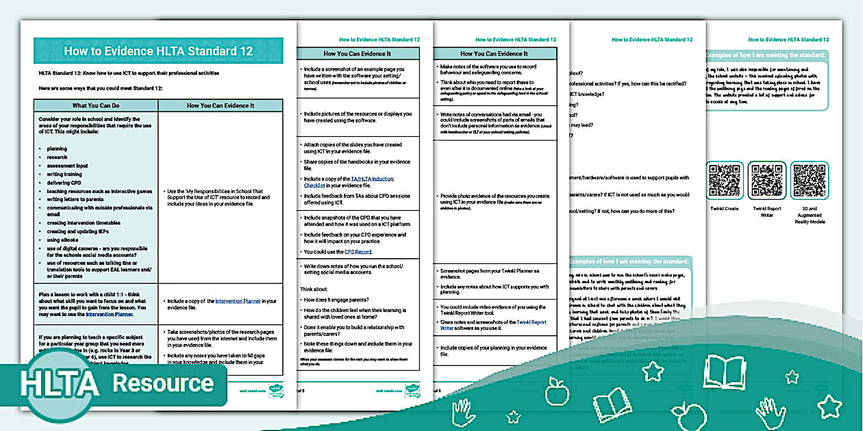 How to Evidence HLTA Standard 12 (teacher made) - Twinkl