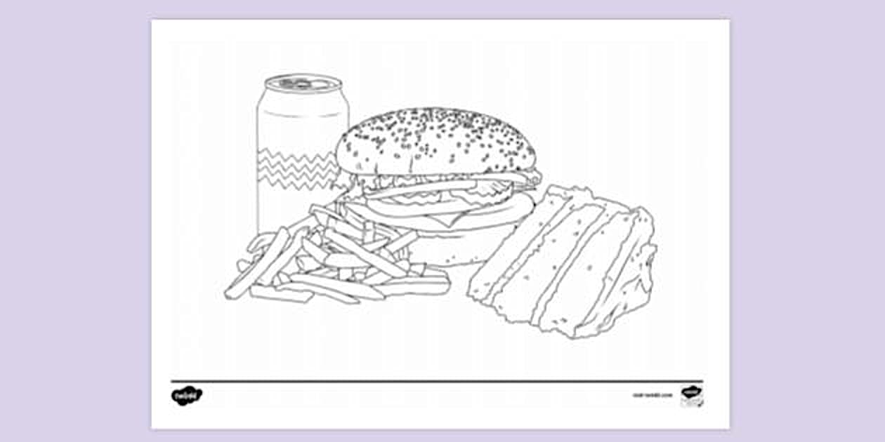 Realistic Food Colouring Page | Healthy Eating Resources