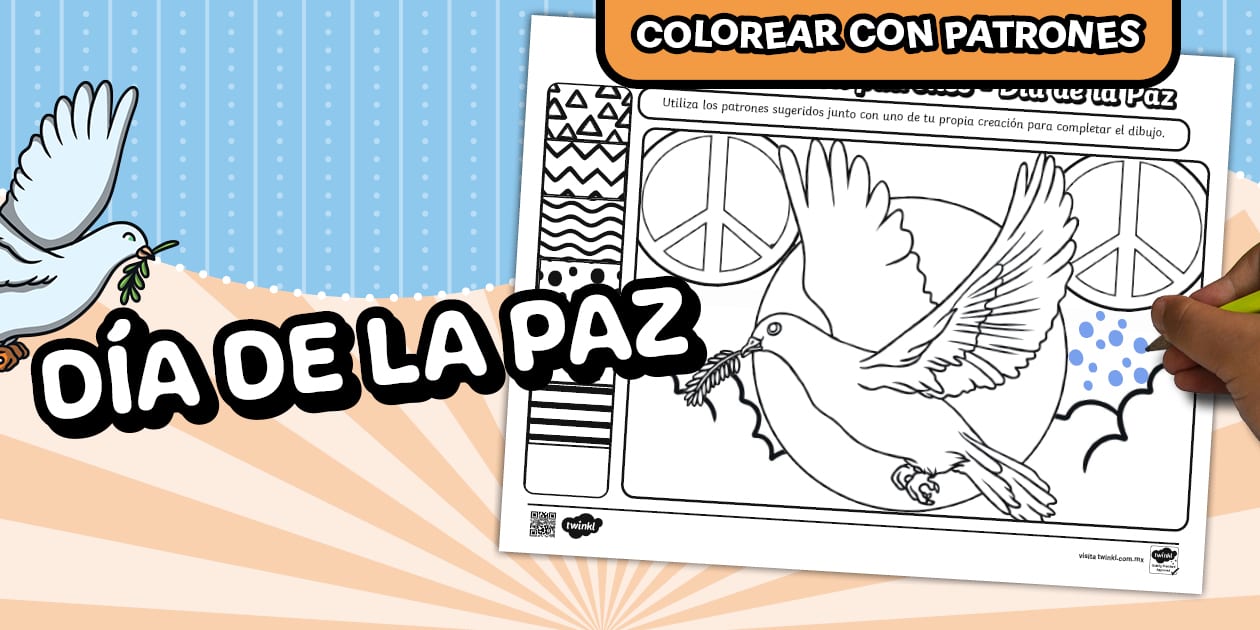 Hoja de actividad: Colorear con patrones - Día de la Paz