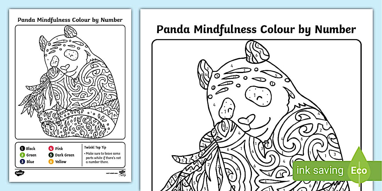 Panda Mindfulness Colour by Number Activity (teacher made)