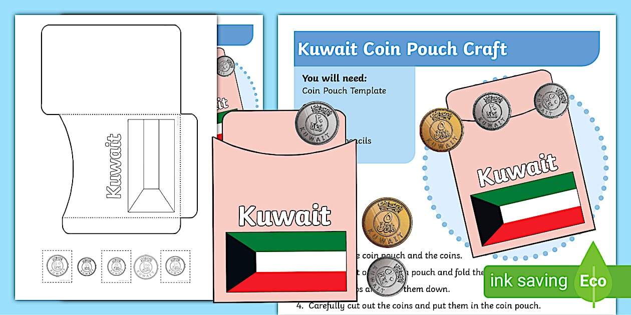 Kuwait Coin Pouch Craft - Kuwait Currency/Kuwait money