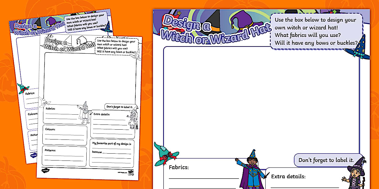 Design a Witch or Wizard Hat Worksheet (teacher made)