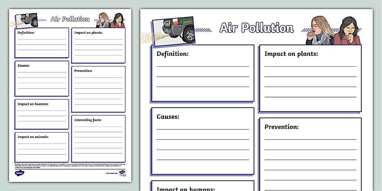 Air Pollution Worksheet, Fact About Air Pollution - Twinkl
