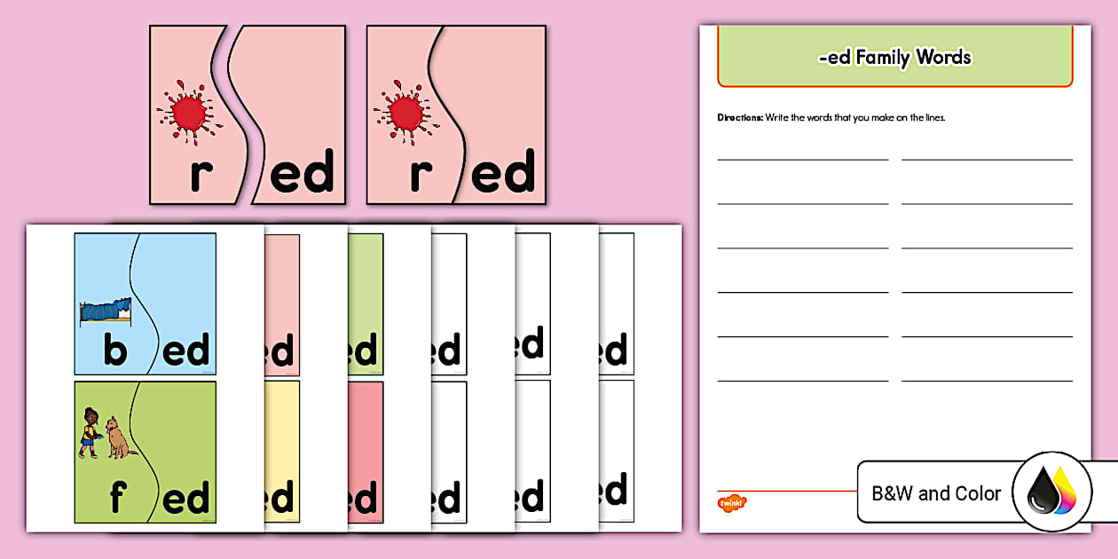 -ed Word Family Jigsaw Puzzles for K-1st Grade - Twinkl
