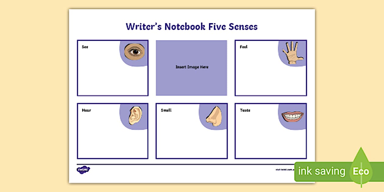 Writer's Notebook Five Senses Worksheet (teacher made)