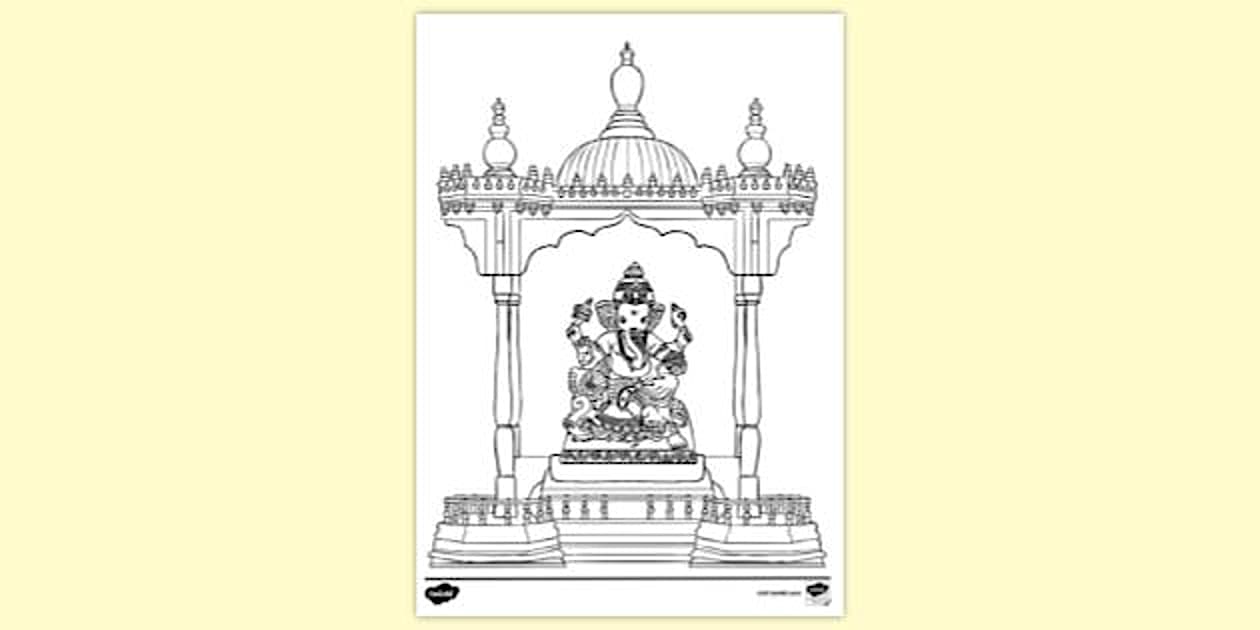Mandir Shrine Colouring Sheet | Colouring Sheets - Twinkl