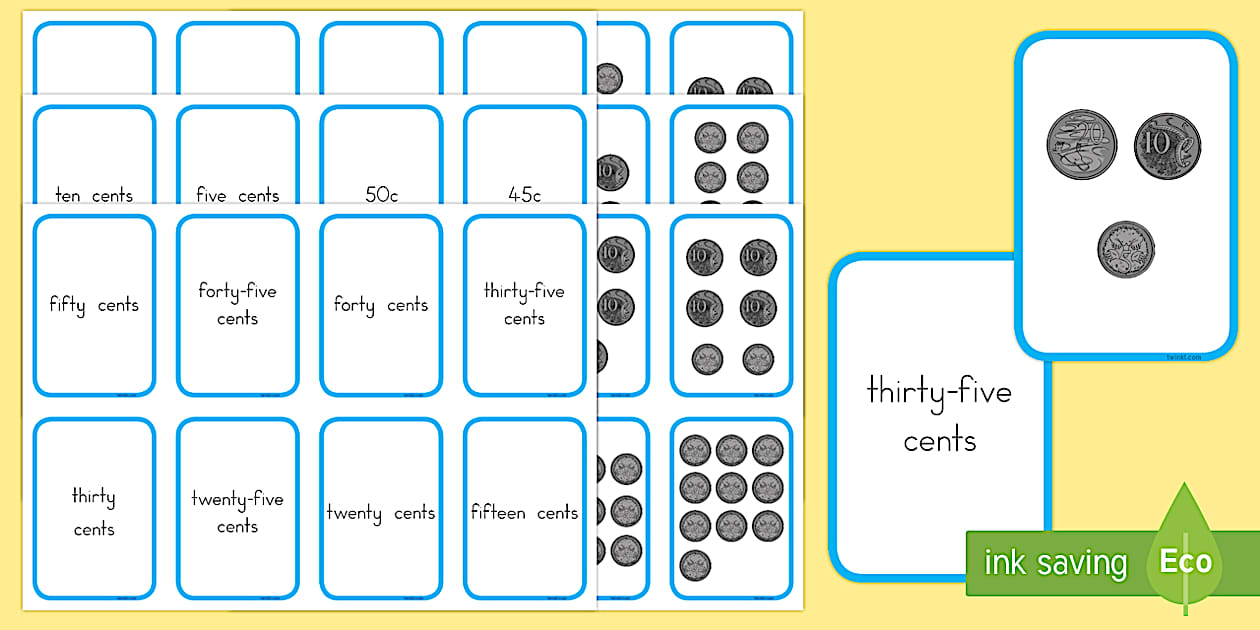 Australian Coin Combinations to 50c Matching Cards - Twinkl