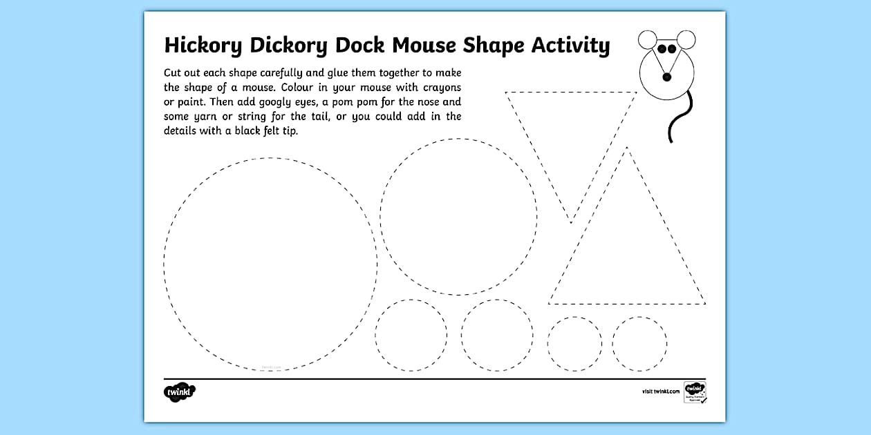 Nursery Rhyme Crafts | Hickory Dickory Dock Mouse Activity