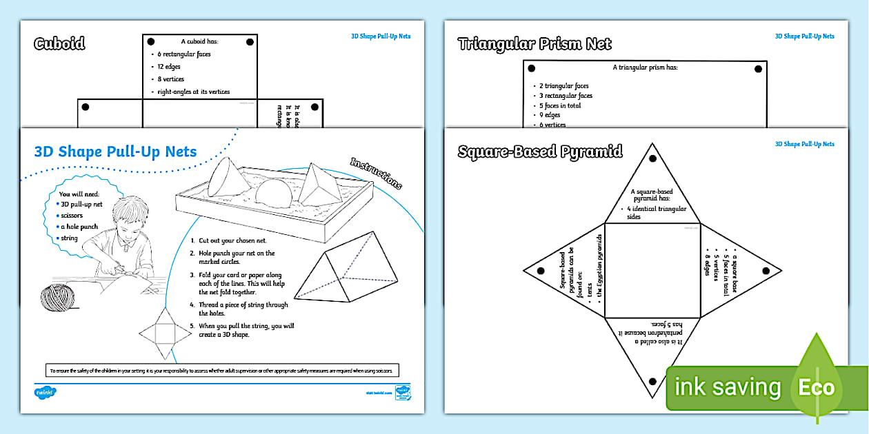👉 3D Shape Pull-Up Nets - Twinkl - Maths - KS2 - Twinkl