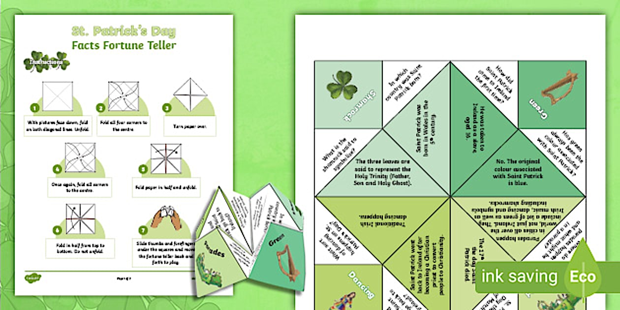 St. Patrick's Day Facts Fortune Teller Craft - Twinkl