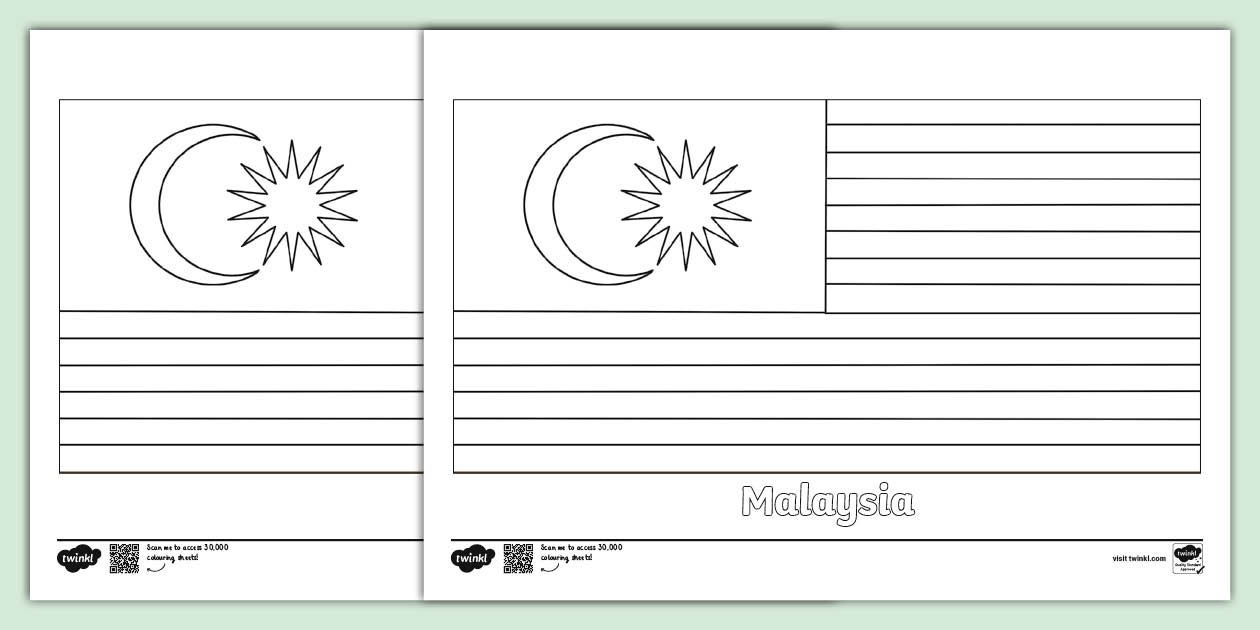 Malaysia Flag Colouring Sheet (teacher made) - Twinkl