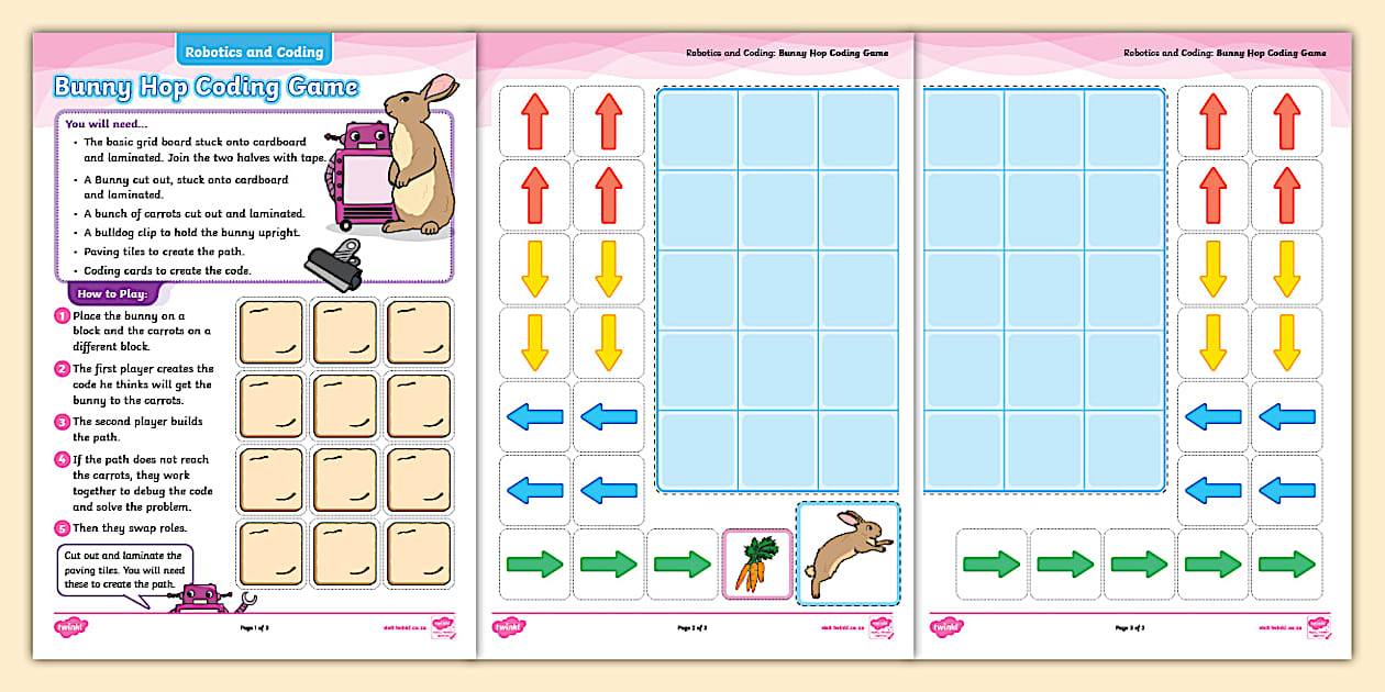 Robotics and Coding - Bunny Hop Coding Game - Twinkl
