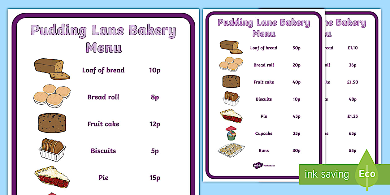 Bakery Menu Poster (teacher made) - Twinkl