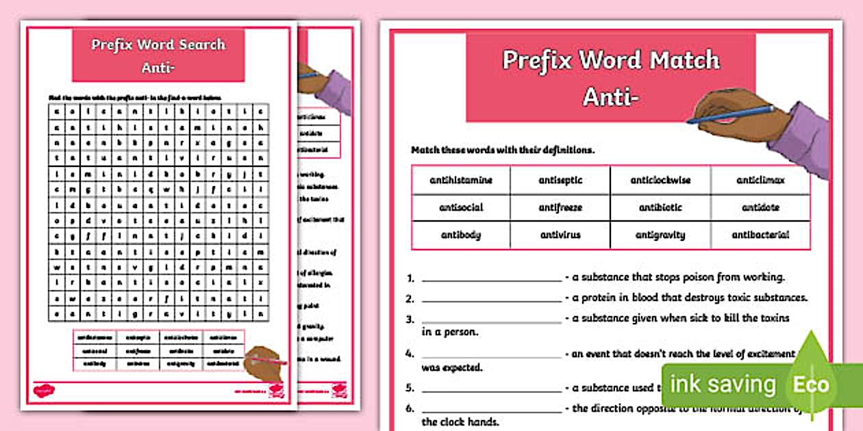 Anti Prefix Worksheets | Prefix and Suffix Primary Resources