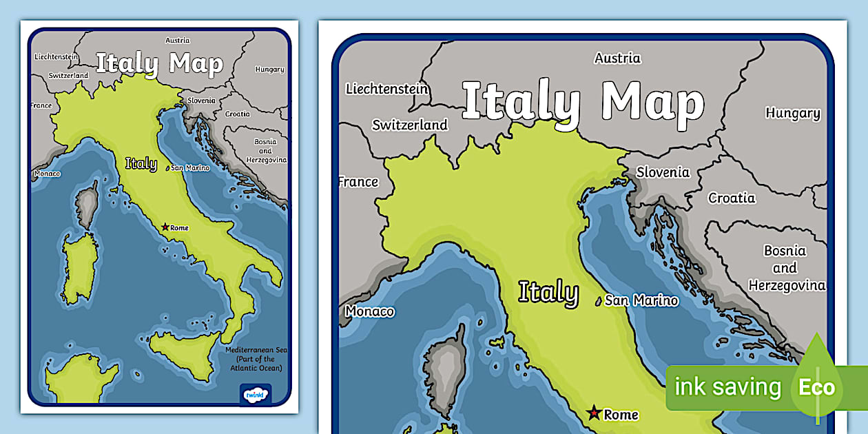 KS1 Italy Display Map | Twinkl Geography Posters - Twinkl