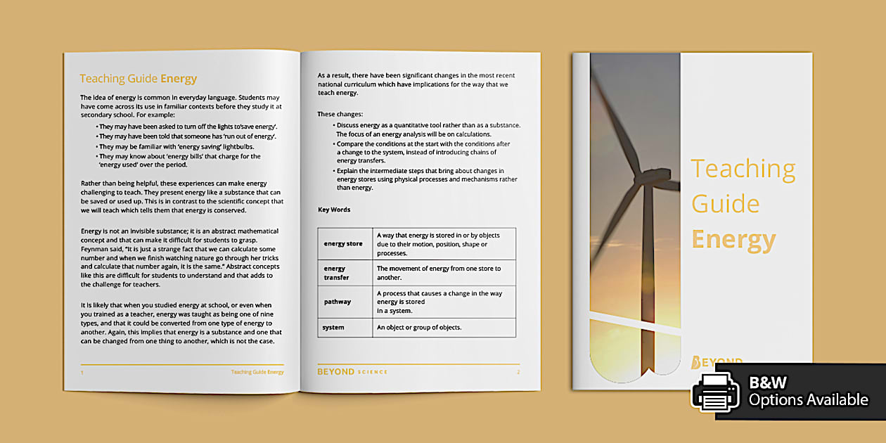Energy Teaching Guide | Secondary Physics | Beyond - Twinkl