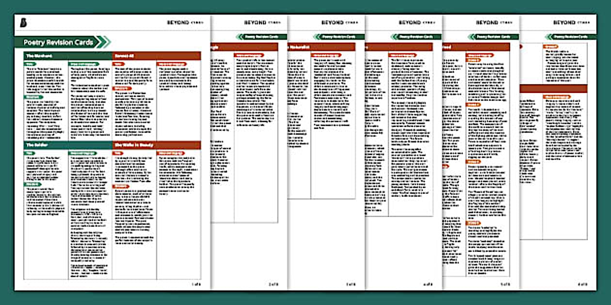 Poetry Revision Cards Pack (teacher made) - Twinkl