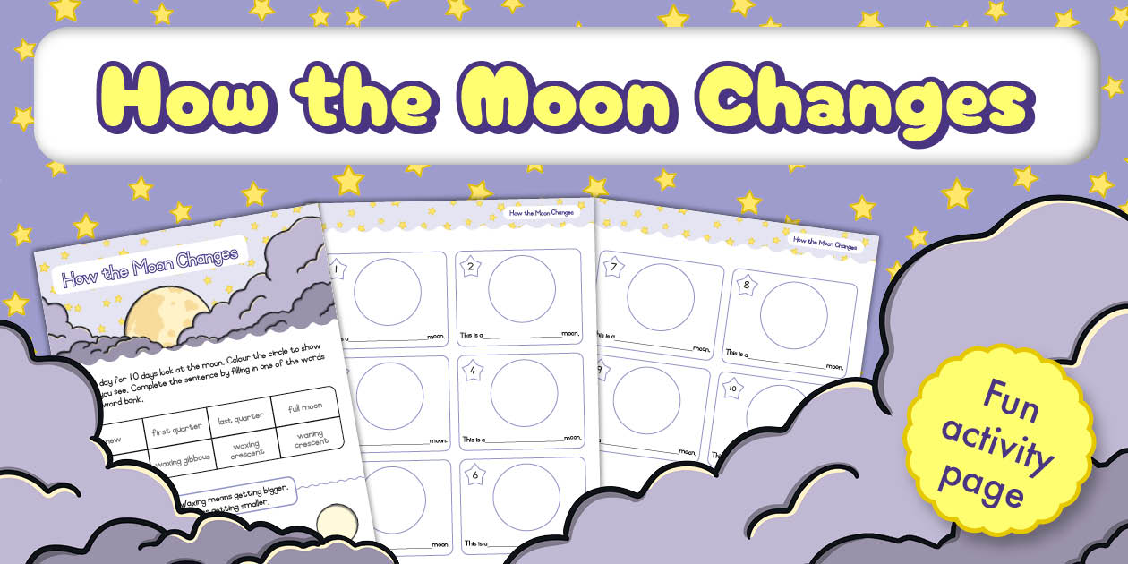 Grade 1 Life Skills - Worksheet: How the Moon Changes