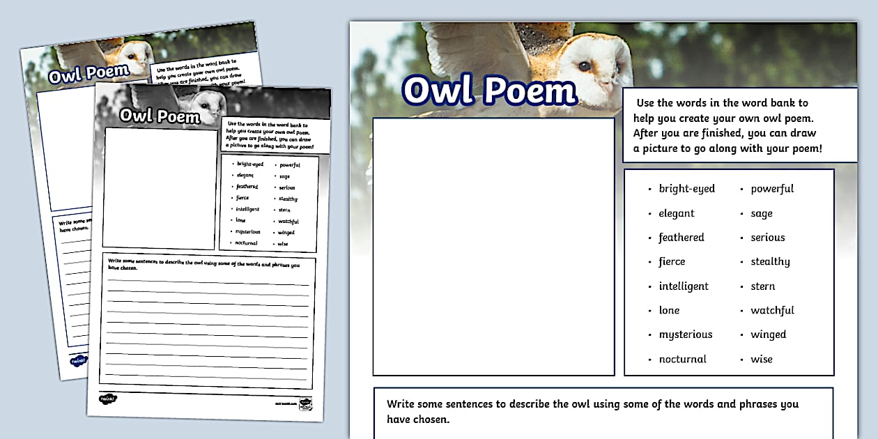 KS2 Owl Poem Writing Template (teacher made) - Twinkl