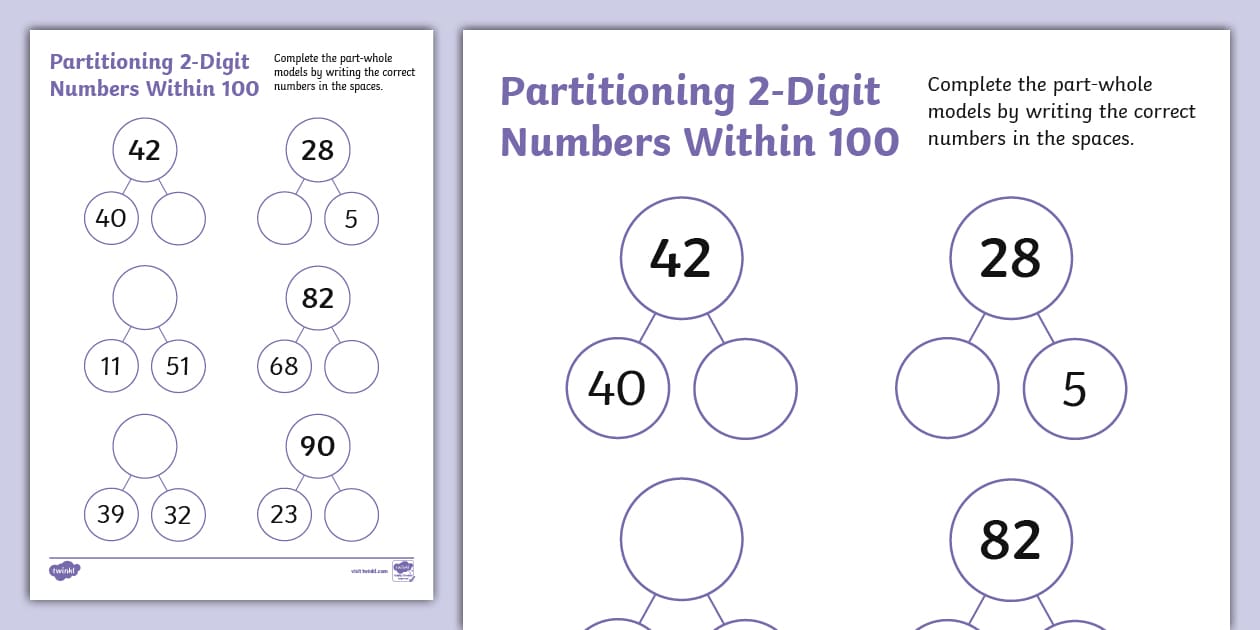 👉 Partitioning 2-Digit Numbers Within 100 - Twinkl - KS1