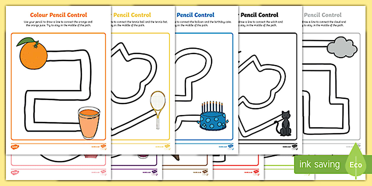 Colour Themed Pencil Control Path Worksheet / Worksheets, worksheet