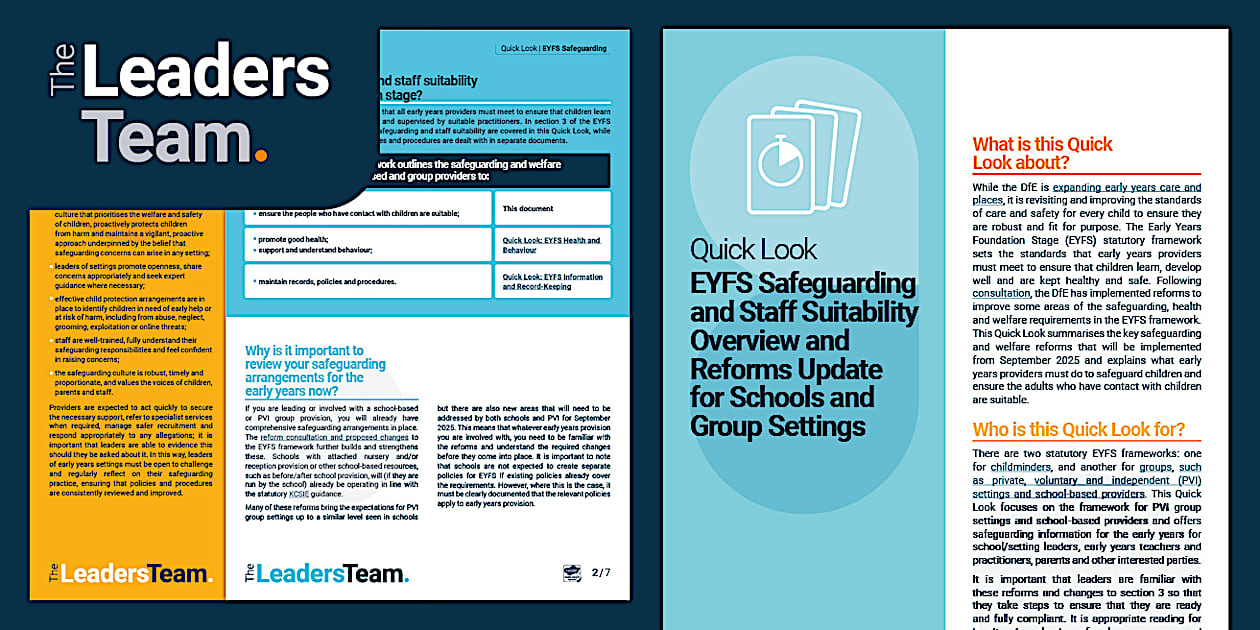 Quick Look: EYFS Safeguarding and Staff Suitability Overview and Reforms