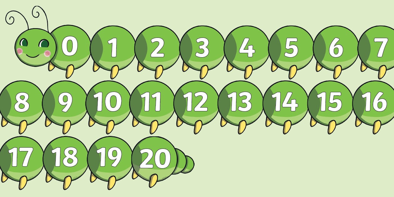 Numbers 0-20 Caterpillar Number Line (teacher made) - Twinkl