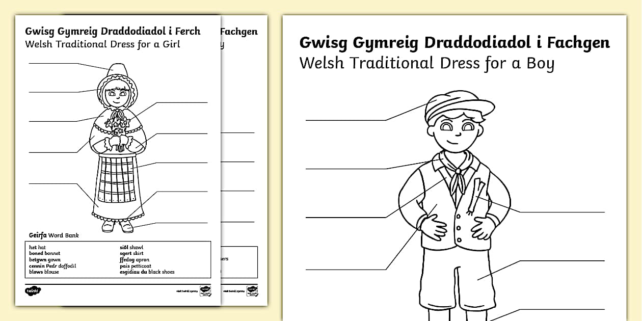 Labelu Gwisg Gymreig Draddodiadol/Traditional Welsh Costume Labelling