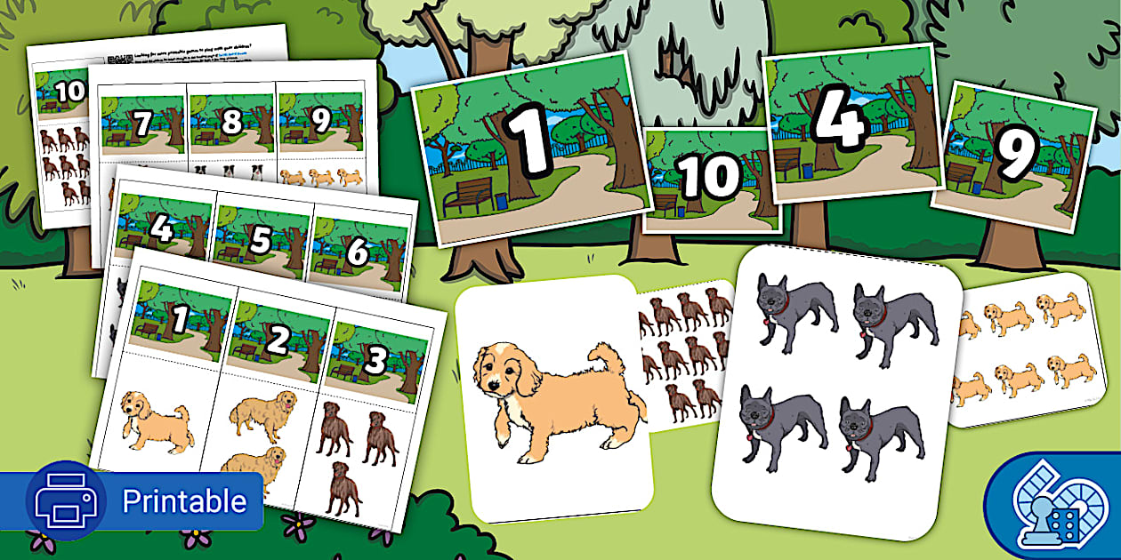 Pet Dogs Number Matching Game (Teacher-Made) - Twinkl
