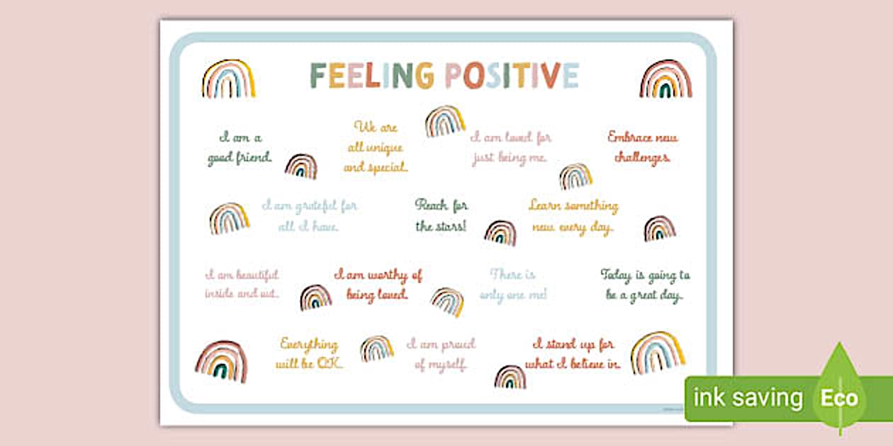Editable Muted Rainbow-Themed Feeling Positive Classroom Poster
